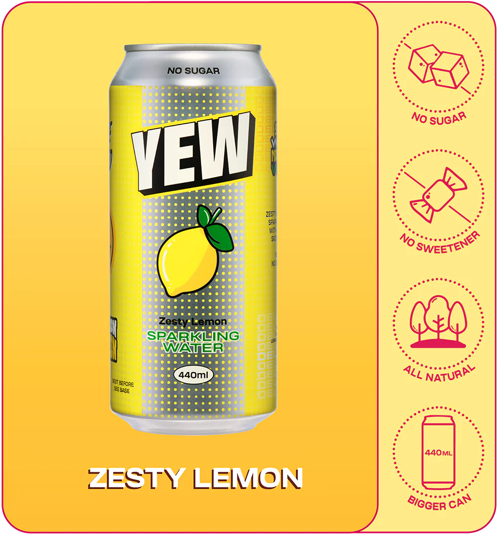 Yew - Zesty Lemon Sparkling Water 440ml (12 Pack) – The Liquorman
